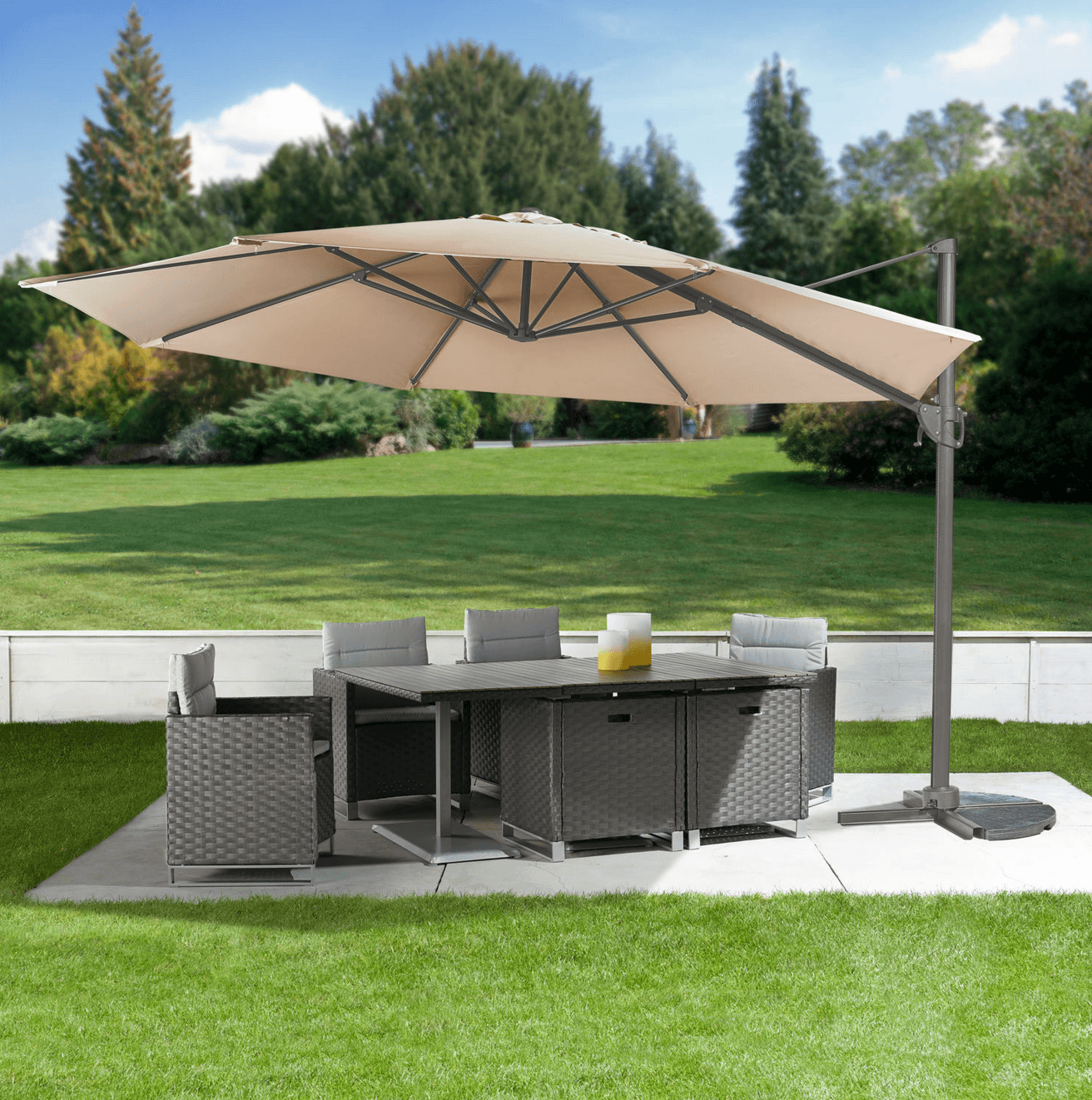Parasol Excentré Ronda - 400 Cm, Beige - Les Bons Plans De Elise