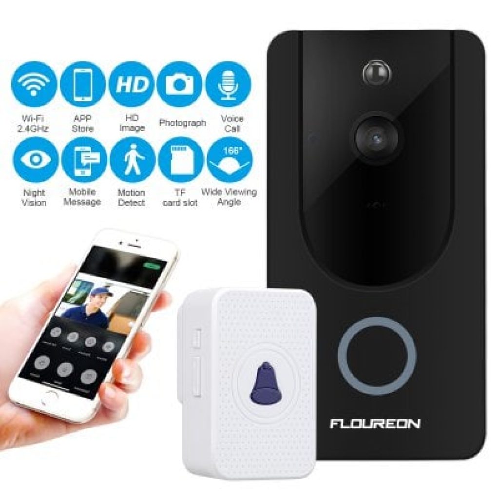 Sonnette Connectée FLOUREON WiFi Wireless Smart Video Doorbell720P HD ...