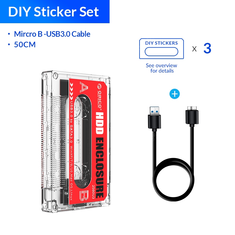 ORICO Hard Drive Case USB3.0 HDD Enclosure External Transparent HDD ...